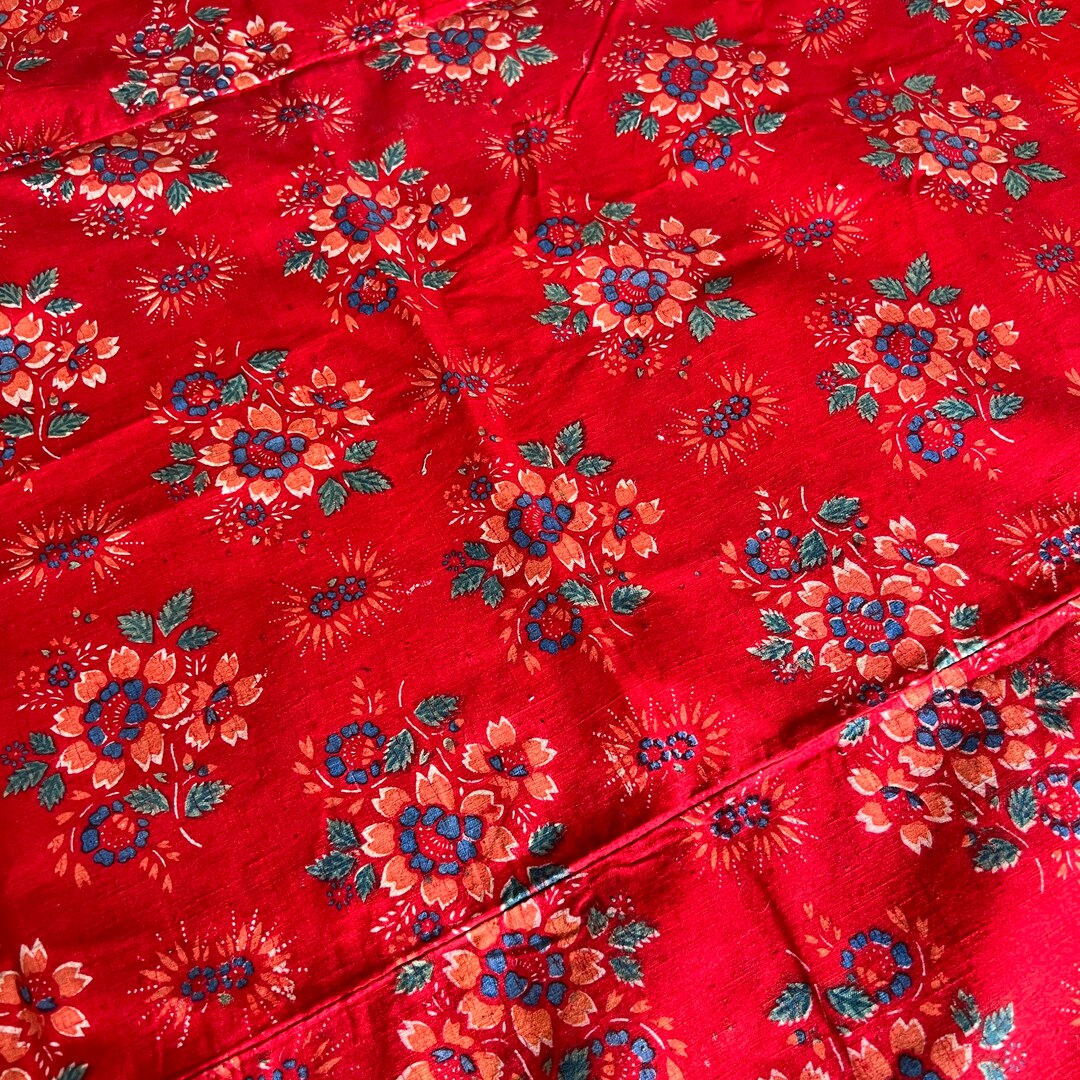 Vintage Batik Stoff/45cmx2m, roter Batik Stoff, handgebatikter Stoff ...