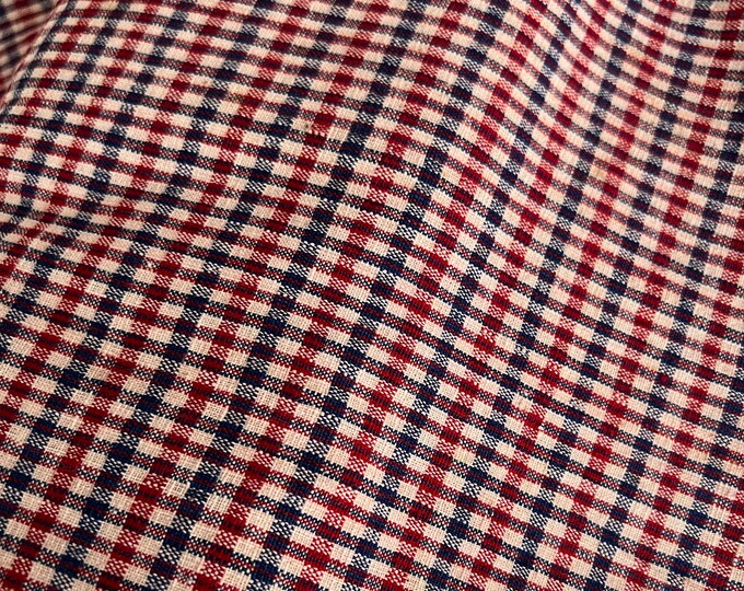 Kapla - Red and Blue Vintage Check Fabric, Handwoven Gingham Fabric ...