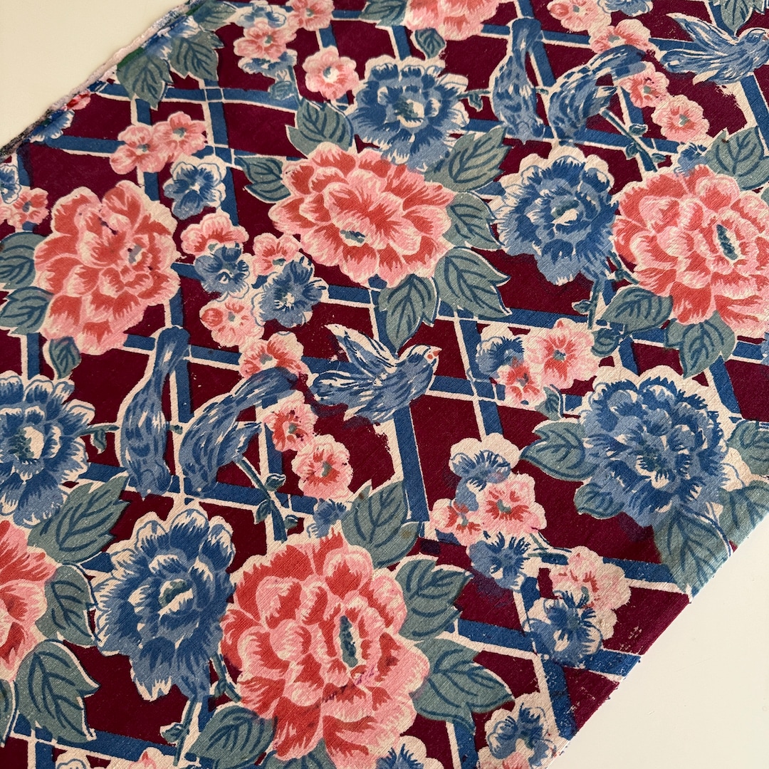 100cmx46cm Vintage Stoff bedruckt, shabby chic Stoff, Patchwork Stoff ...