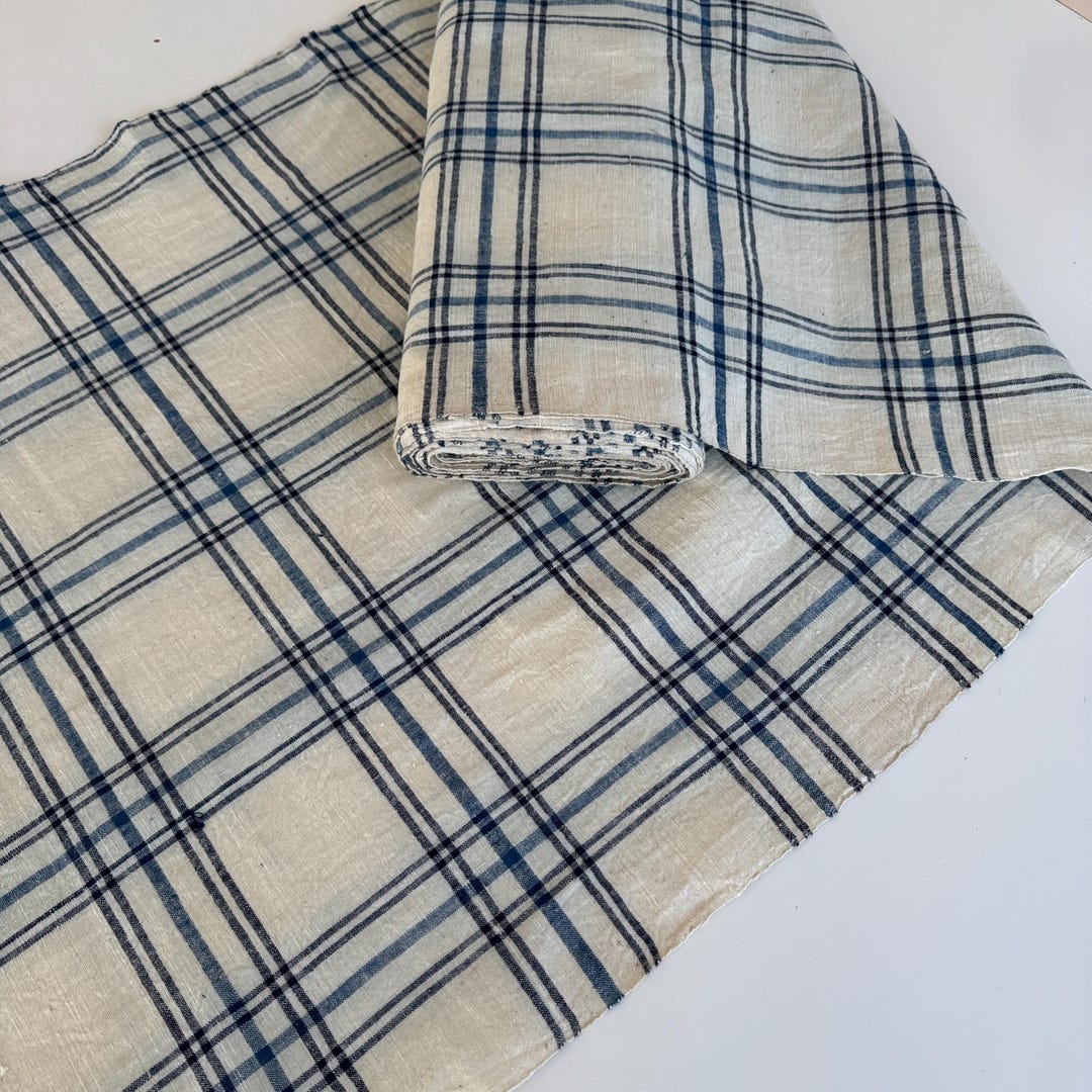 Mondrian - Handwoven Check Cotton Fabric – Vintage Rustic Checker, 21.7 ...