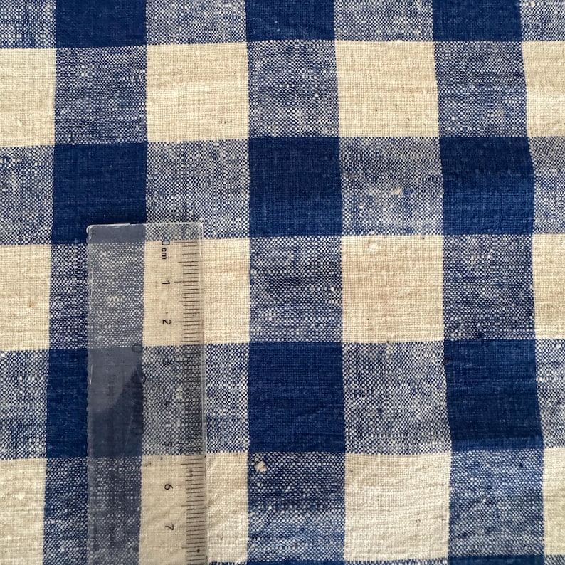Flag - Vintage Blue Check Cotton Fabric – Handwoven Fabric - Etsy