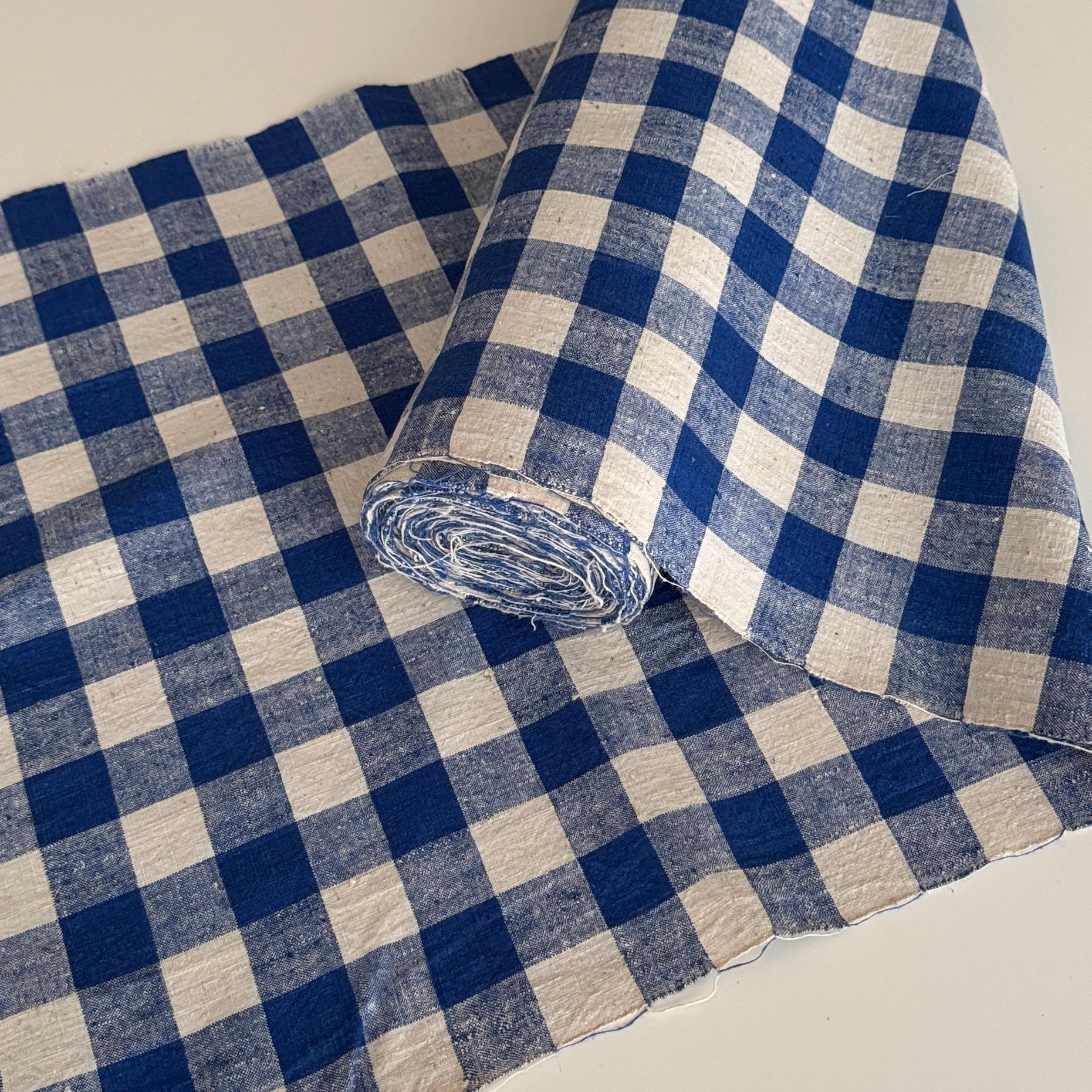 Flag - Vintage Blue Check Cotton Fabric – Handwoven Fabric - Etsy