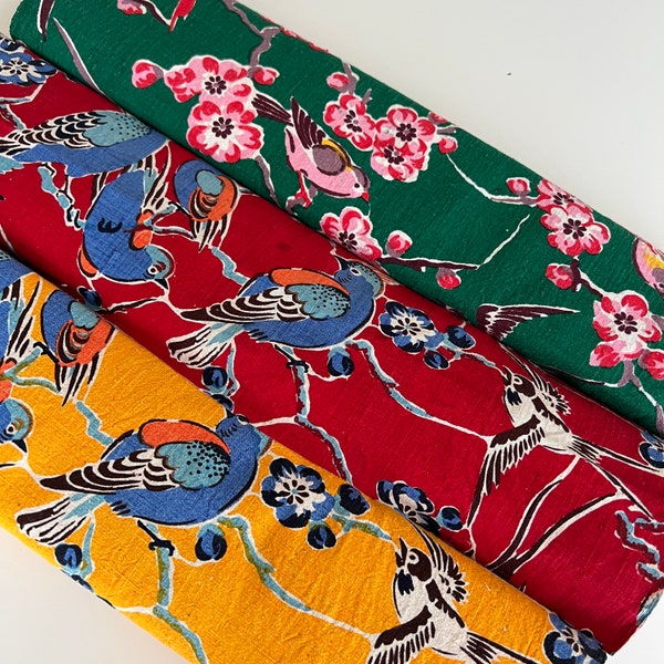 Screen Printed Red Fabric - Etsy