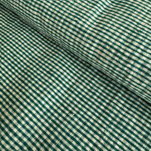Pea Vintage Green Gingham Fabric, Handoven Fabric, Green Mini Check ...