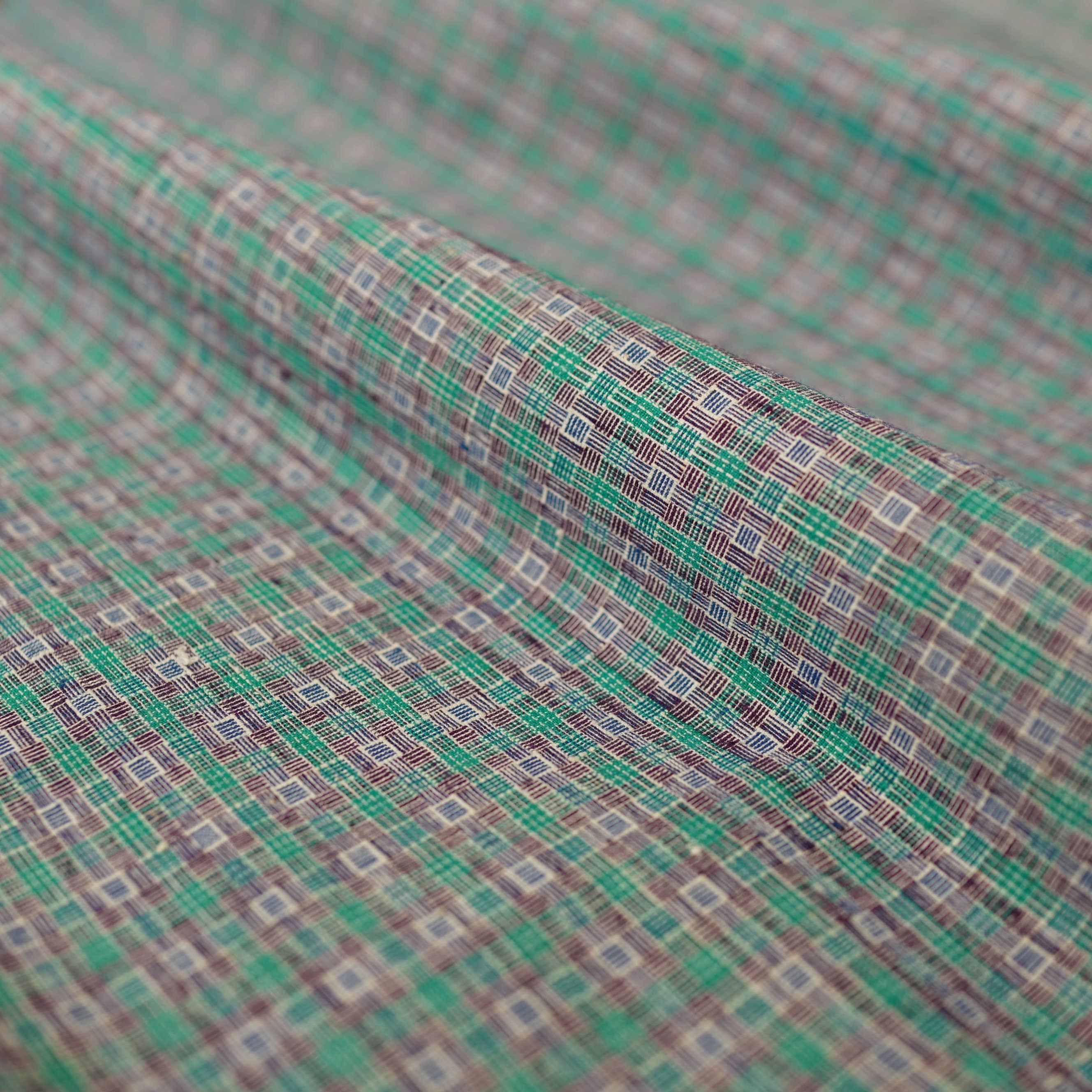 Green reed Basket weave fabric hand woven vintage fabric | Etsy