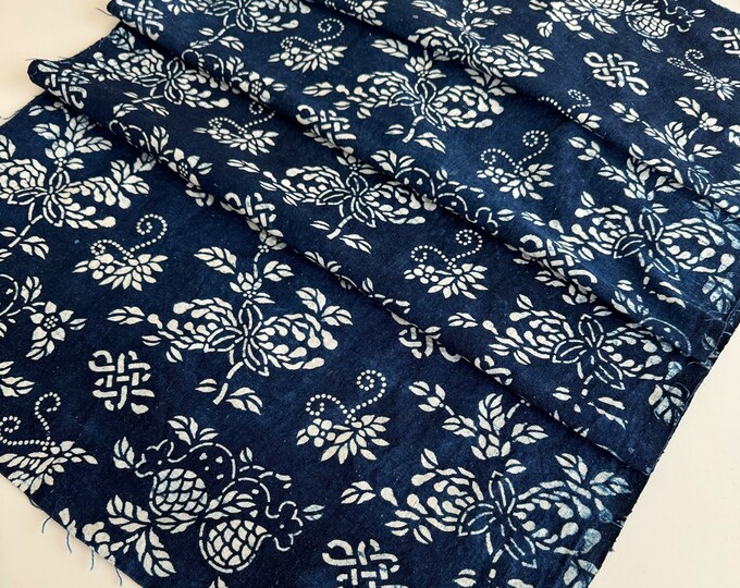 Vintage Denim Batik 80cmx50cm, Indigo Resist Dyed Fabric, Boro, Indigo ...