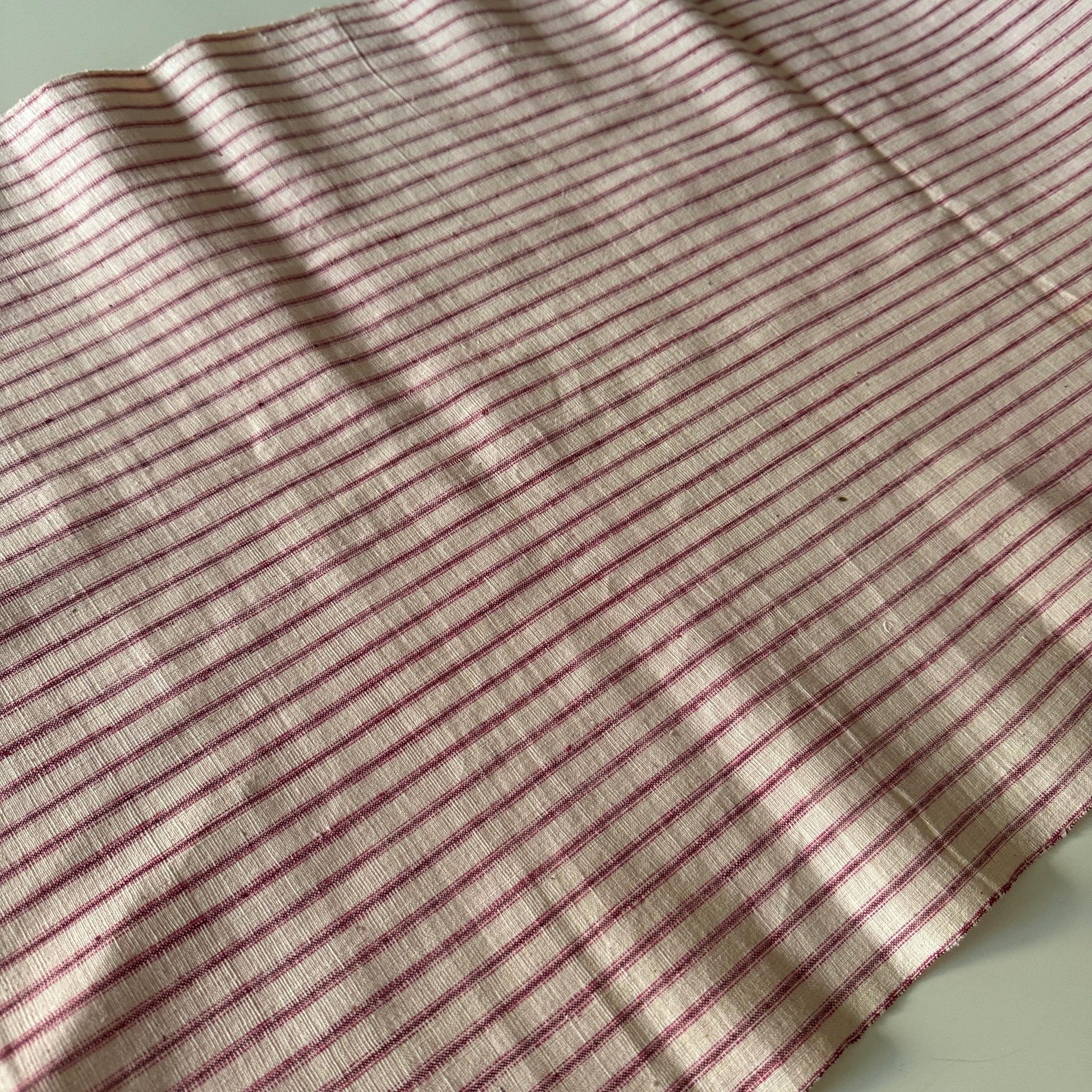 Candy Vintage Pink Stripe Cotton Fabric, Vintage Handwoven Fabric ...