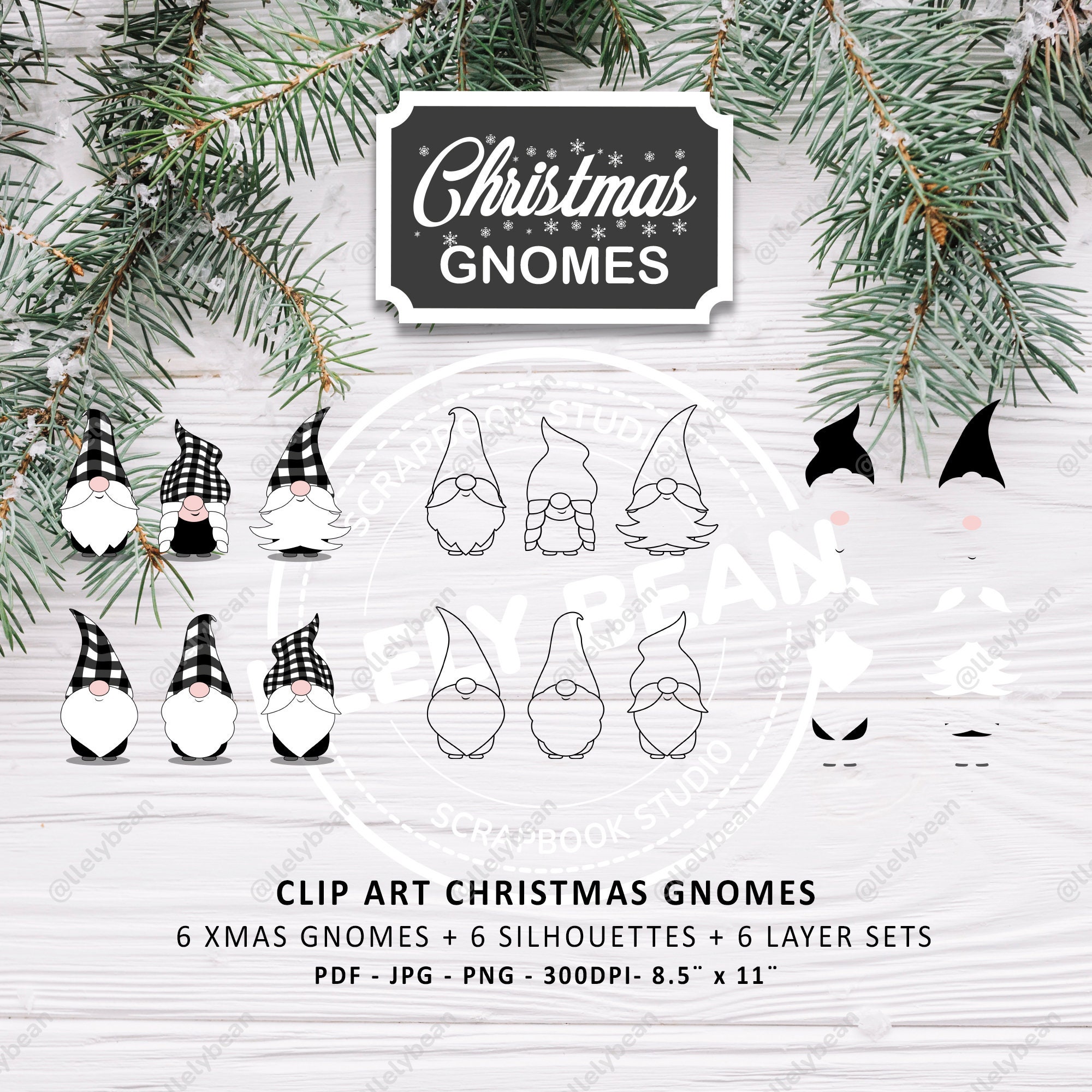 Christmas Gnomes Clip Art Buffalo Plaid Pattern Seamless - Etsy