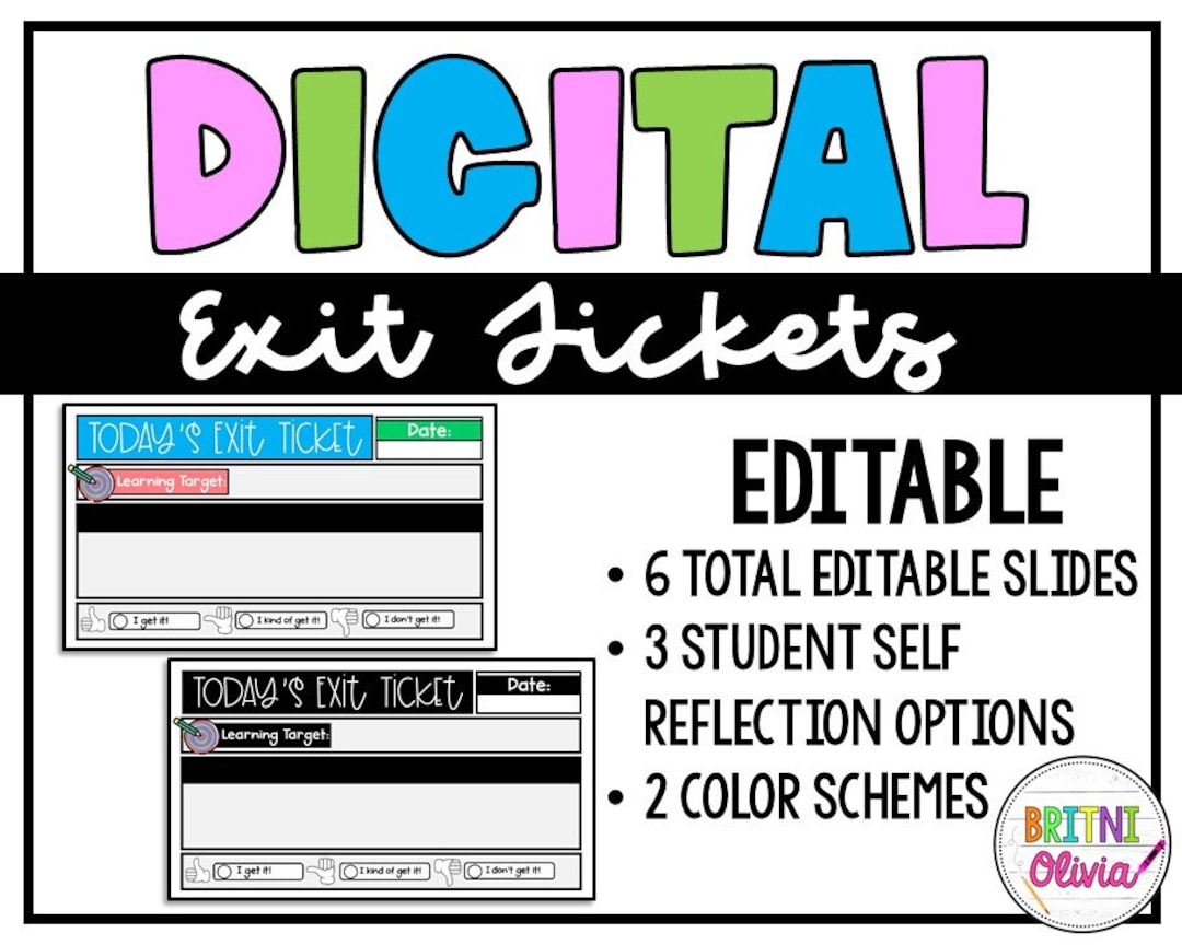 DIGITAL - Virtual Exit Tickets-for ANY Subject | Editable | Google ...
