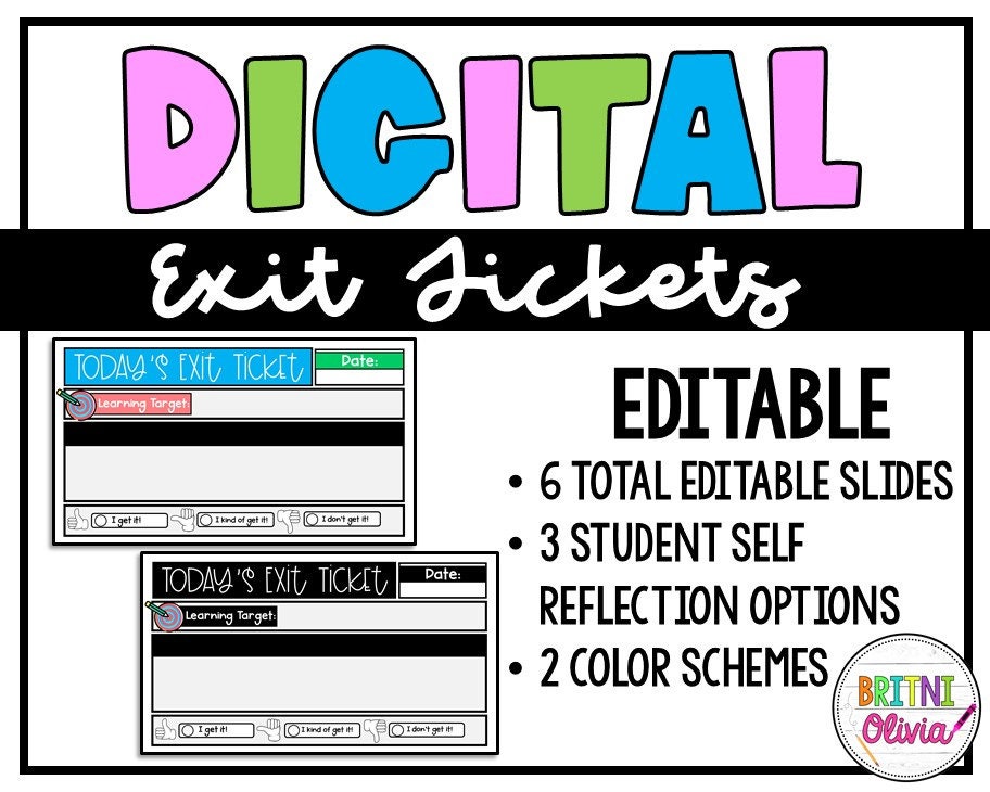 DIGITAL - Virtual Exit Tickets-for ANY Subject | Editable | Google ...