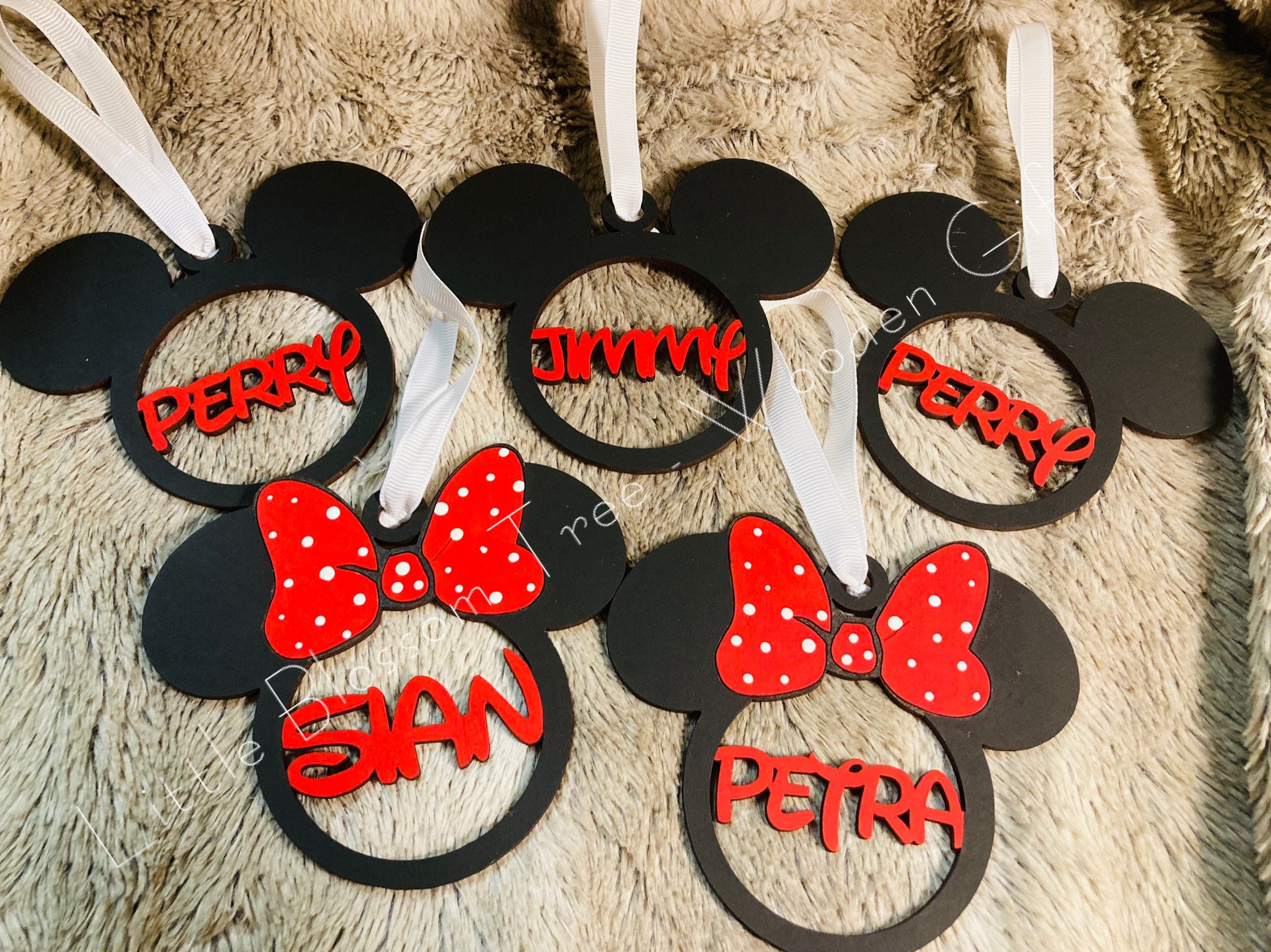 Personalised Minnie & Mickey Hanging Decoration/bauble | Etsy UK