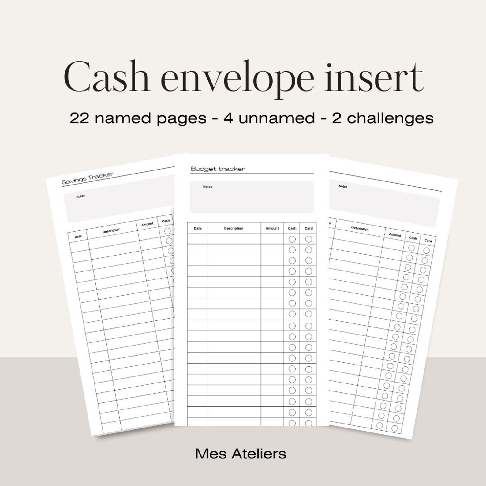 Cash Envelope Tracker Printable Insert 3x6in for Budgeting Personal ...