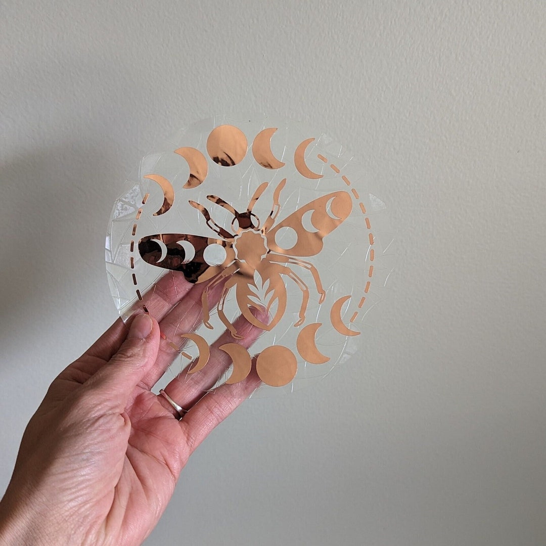 Bee and Moon Phases Suncatcher, Holographic Rainbow Window Cling - Etsy