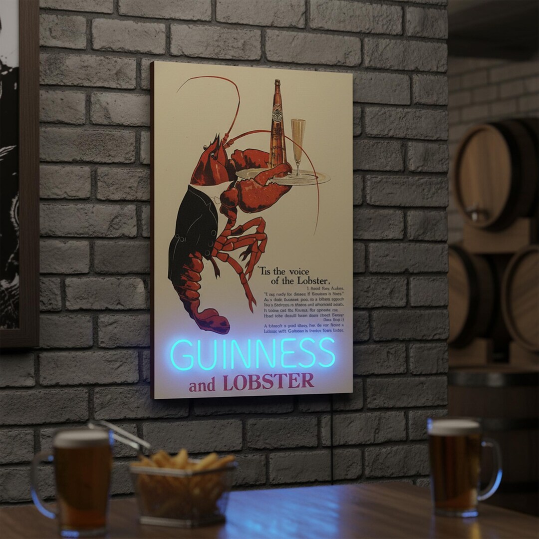Guinness Poster, Lobster Art Print, Vintage Bar Decor, Pub Wall Art ...