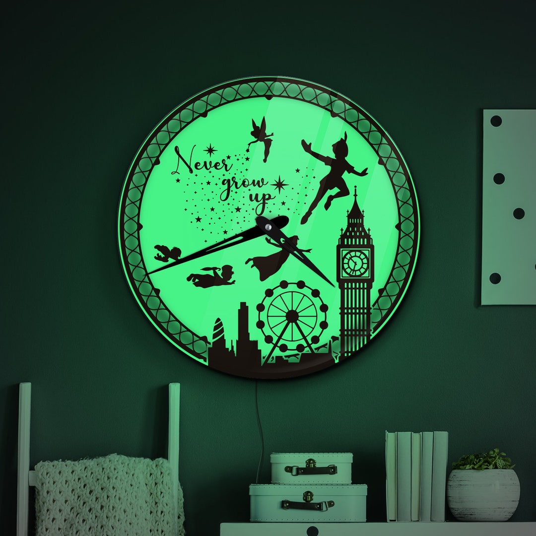 Peter Pan Led Clock, Peter Pan Light Clock, Peter Pan Wall Decor ...