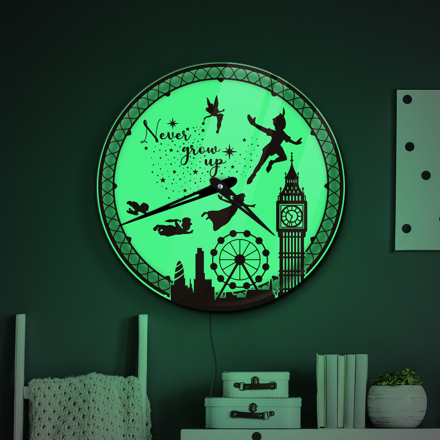 Peter Pan Led Clock, Peter Pan Light Clock, Peter Pan Wall Decor ...