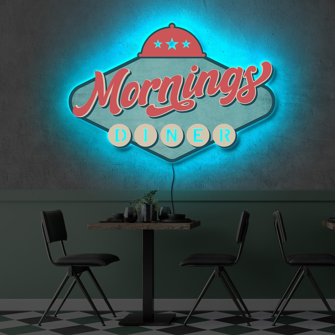 Diner Neon Sign, Custom Diner Sign, Mid Century Diner Led Sign, Retro ...