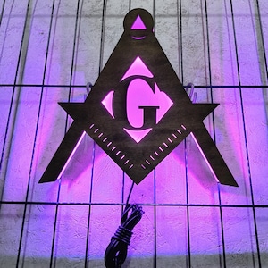 Masonic Led Sign, Masonic Wall Art, Masonic Neon Sign, Masonic Emblem ...