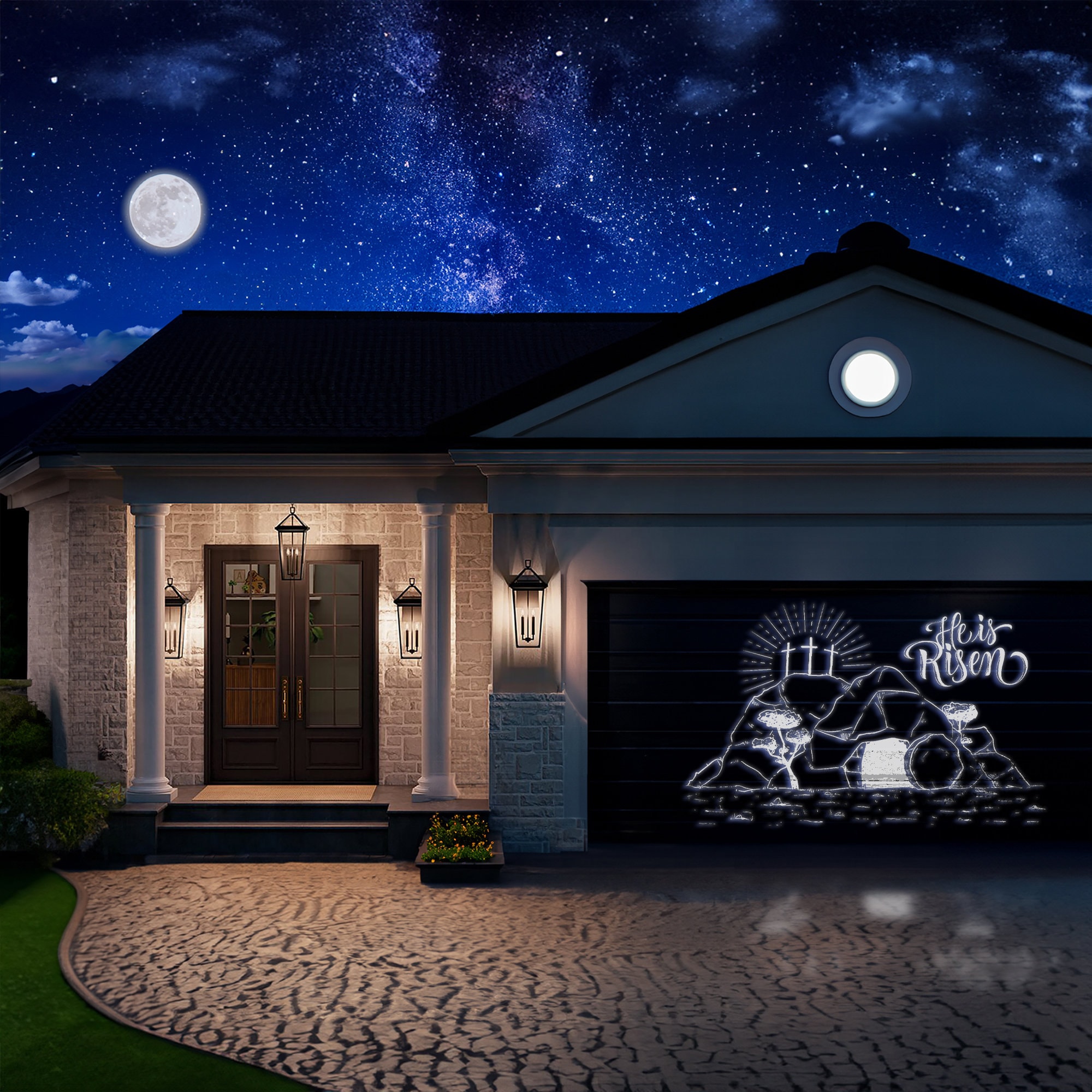 Easter Projector, Easter Light Up, He is Risen Decor Outdoor, Easter ...