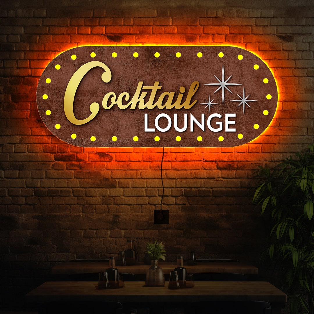 Cocktail Lounge Led Sign, Cocktail Bar Neon Sign, Custom Bar and Lounge ...