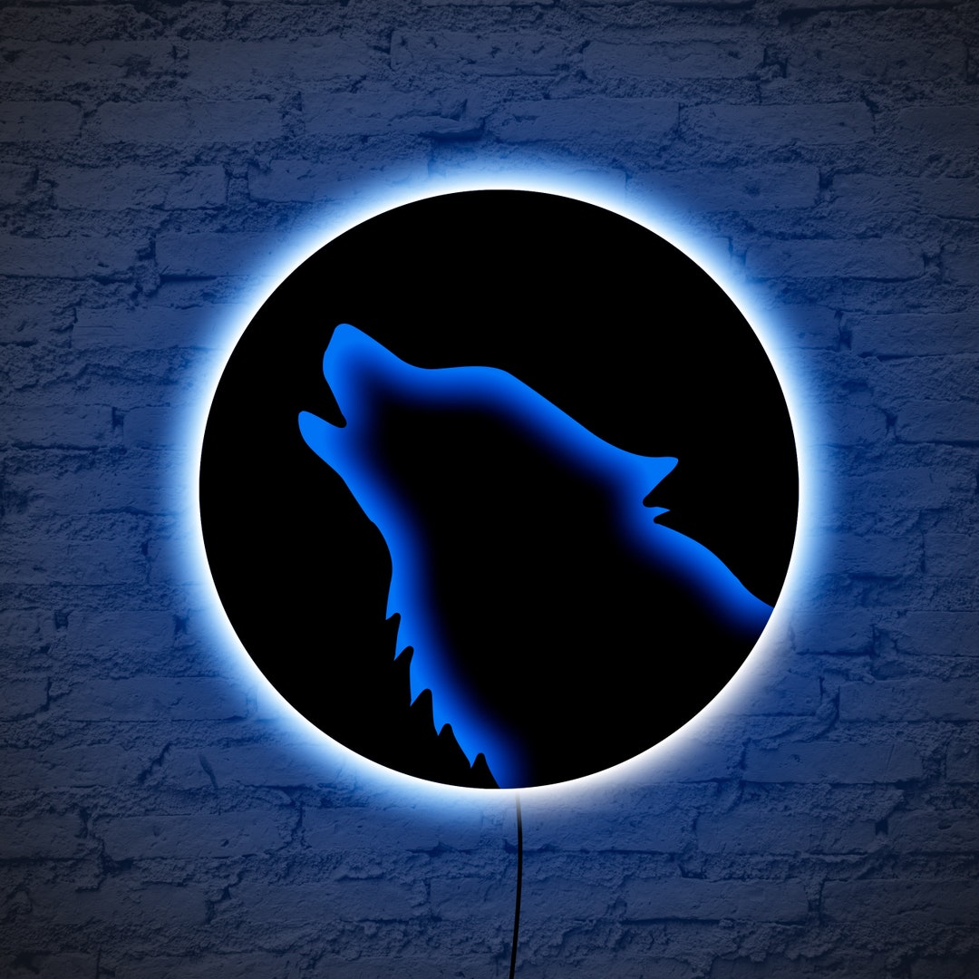 Wolf Neon Sign, Wolf Led Light, Illuminated Wolf Wall Art, Wolf and ...