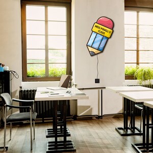 Pencil Light up Sign, Teacher Led Name Sign, Custom Teacher Name Neon ...