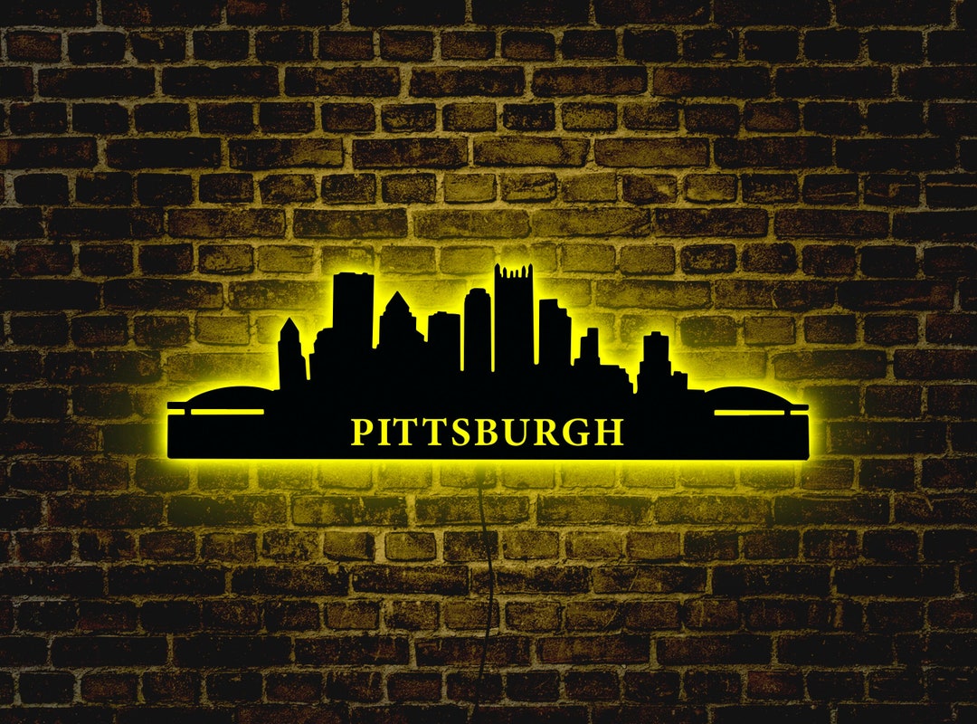 Pittsburgh Skyline Neon Sign, Pittsburgh Skyline Wall Art, Pittsburgh ...