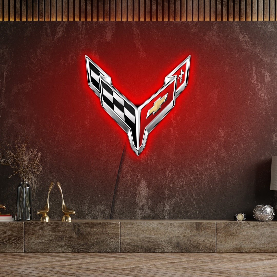 Corvette Neon Sign,corvette Logo Lighted,corvette Light up Sign,c8 ...