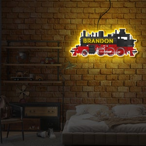 Train Neon Sign, Train Led Sign,train Neon Light,personalized Boys Room ...