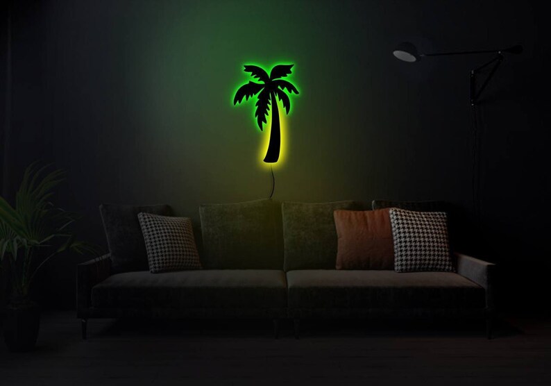 Palm Tree Wood Art Palm Tree Light Sign Palm Tree Led Decor - Etsy