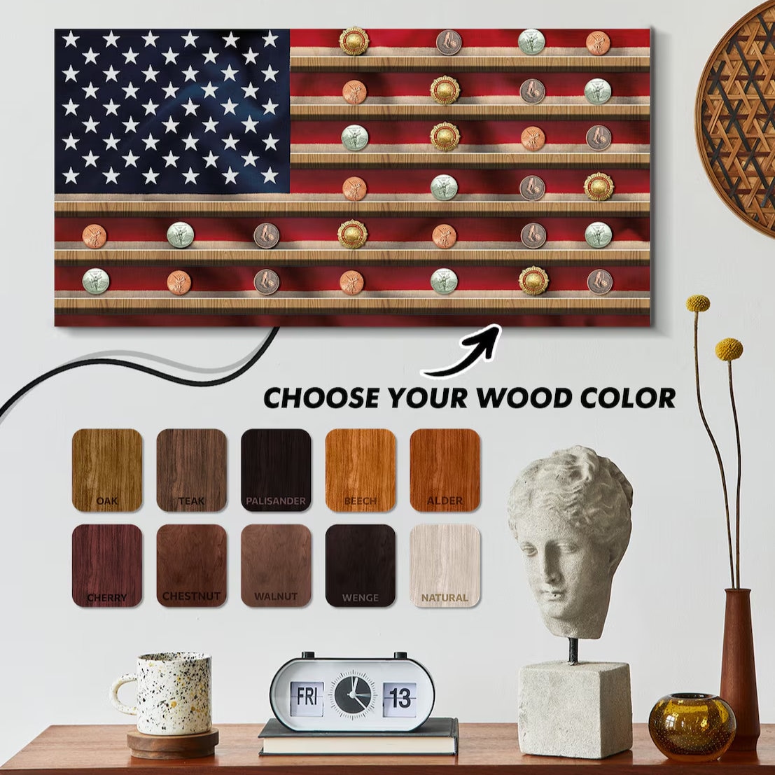 American Flag Coin Display Led, Military Coin Display Wall Mount, Coin ...