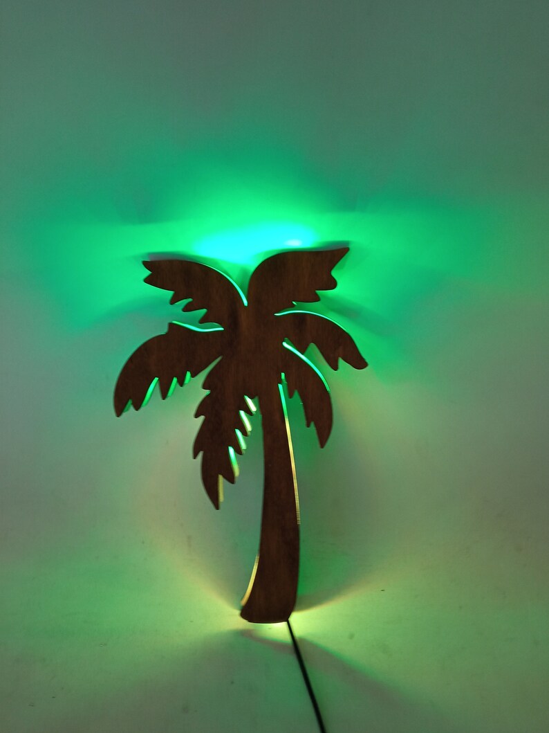 Palm Tree Wood Art Palm Tree Light Sign Palm Tree Led Decor - Etsy