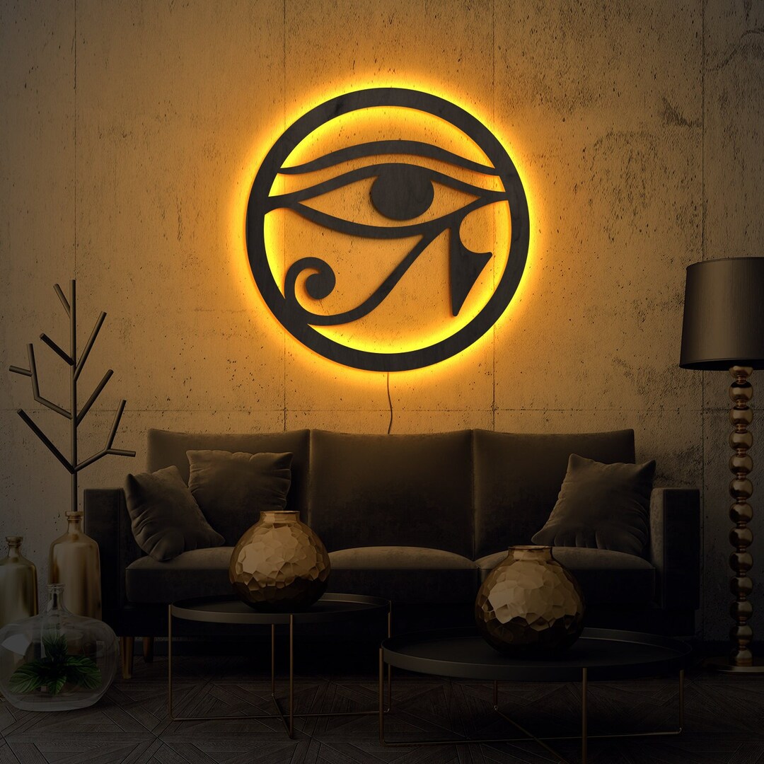 Eye of Ra Wall Art Light, Egyptian Eye of Horus Art Led, Ankh Eye of ...