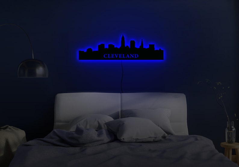 Cleveland Skyline Led Cleveland Skyline Light Cleveland - Etsy