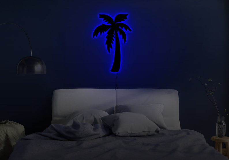 Palm Tree Wood Art Palm Tree Light Sign Palm Tree Led Decor - Etsy