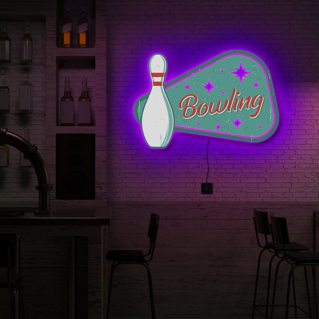 Retro Bowl Neon Sign, Bowling Light Sign, Bowling Neon Sign, Game Room ...