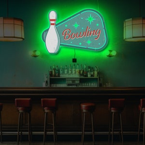 Retro Bowl Neon Sign, Bowling Light Sign, Bowling Neon Sign, Game Room ...
