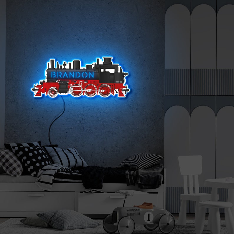 Train Neon Sign, Train Led Sign,train Neon Light,personalized Boys Room ...