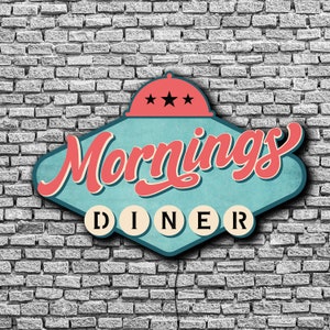 Diner Neon Sign, Custom Diner Sign, Mid Century Diner Led Sign, Retro ...