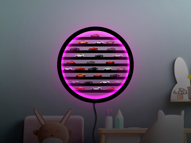 Toy Car Storage Wall With Led Toy Car Display Shelf Toy Car - Etsy