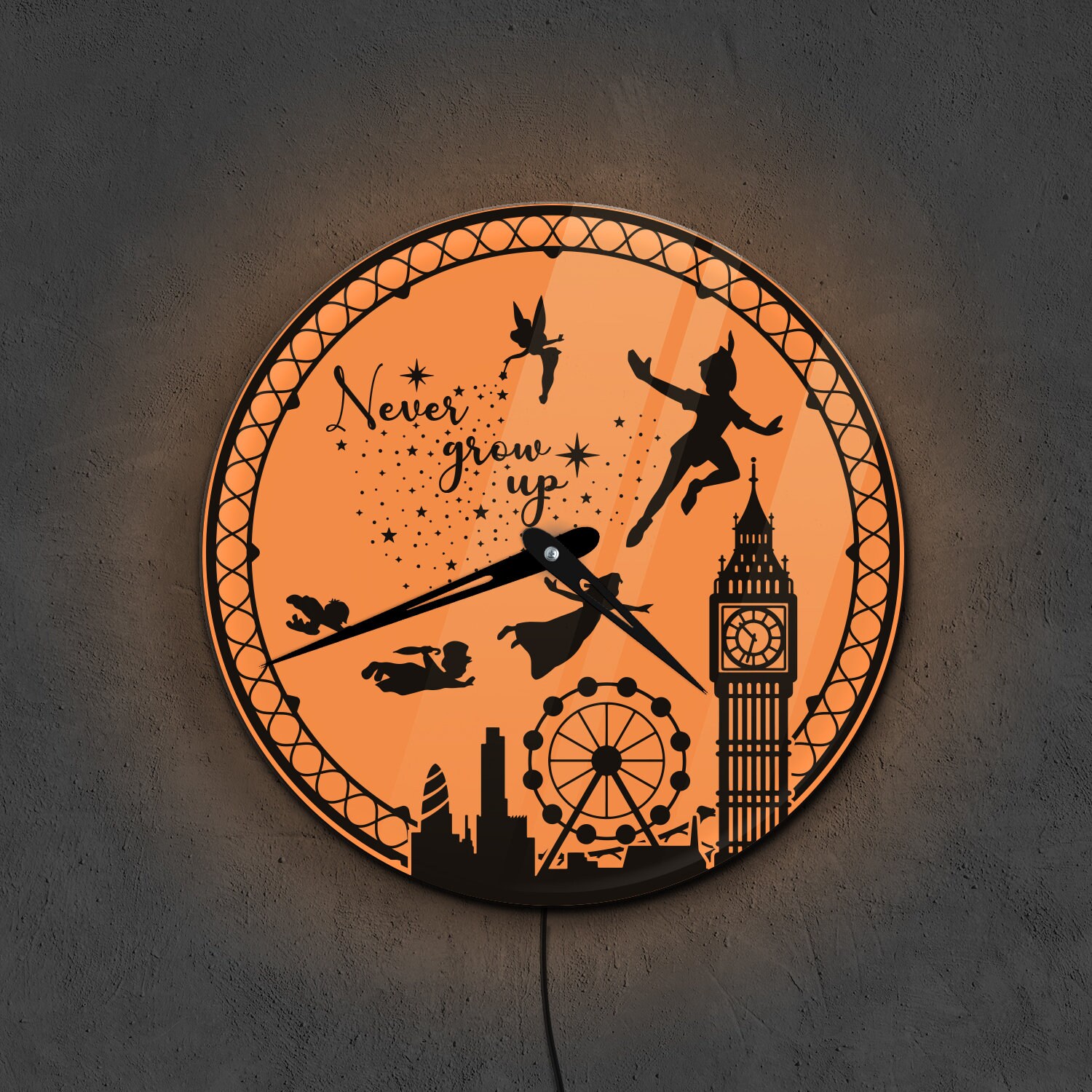 Peter Pan Led Clock, Peter Pan Light Clock, Peter Pan Wall Decor ...