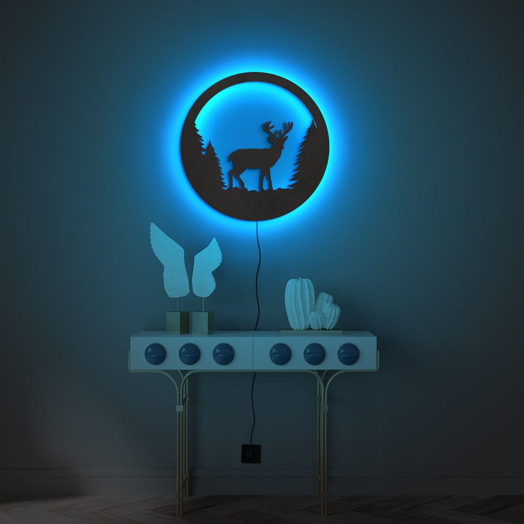 Deer Wall Art Led, Deer Light up Sign, Deer Led Light, Deer Lamp, Deer ...