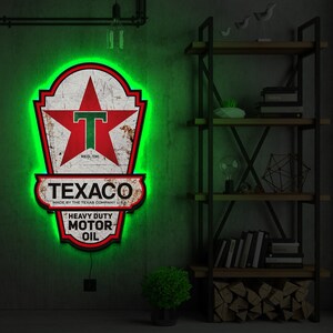 Texaco LED Neon Sign, Motor Oil Light up Wall Decor, Texaco Gasoline ...