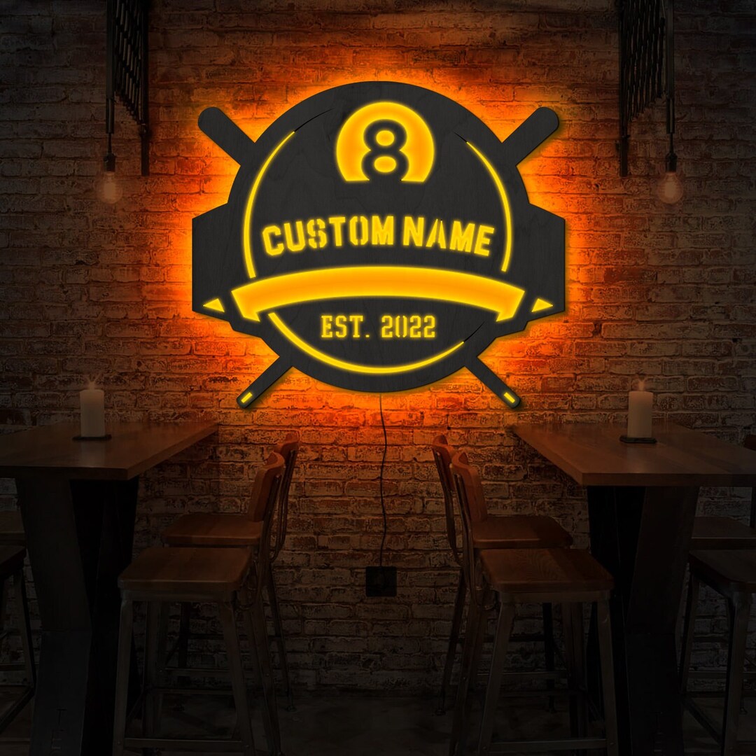 Personalized Billiards Sign, Billiard Led Sign, Billiards Neon Sign ...