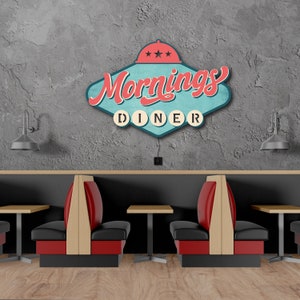 Diner Neon Sign, Custom Diner Sign, Mid Century Diner Led Sign, Retro ...