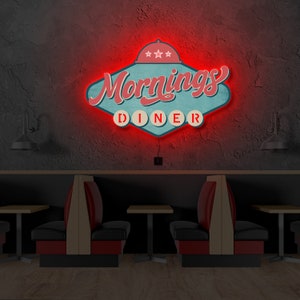Diner Neon Sign, Custom Diner Sign, Mid Century Diner Led Sign, Retro ...