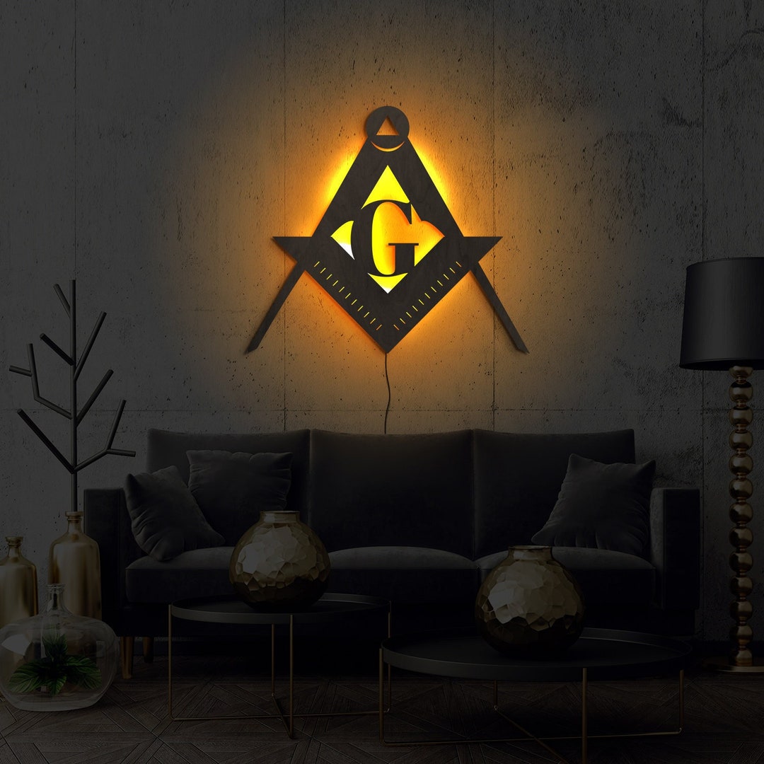 Masonic LED Wall Sign, Freemason Symbol Wall Art, Masonic Neon Light ...