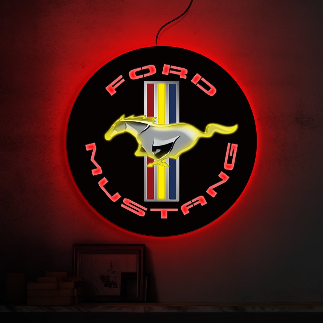 Ford Mustang Neon Sign, LED Mustang Wall Art, Ford Garage Light ...