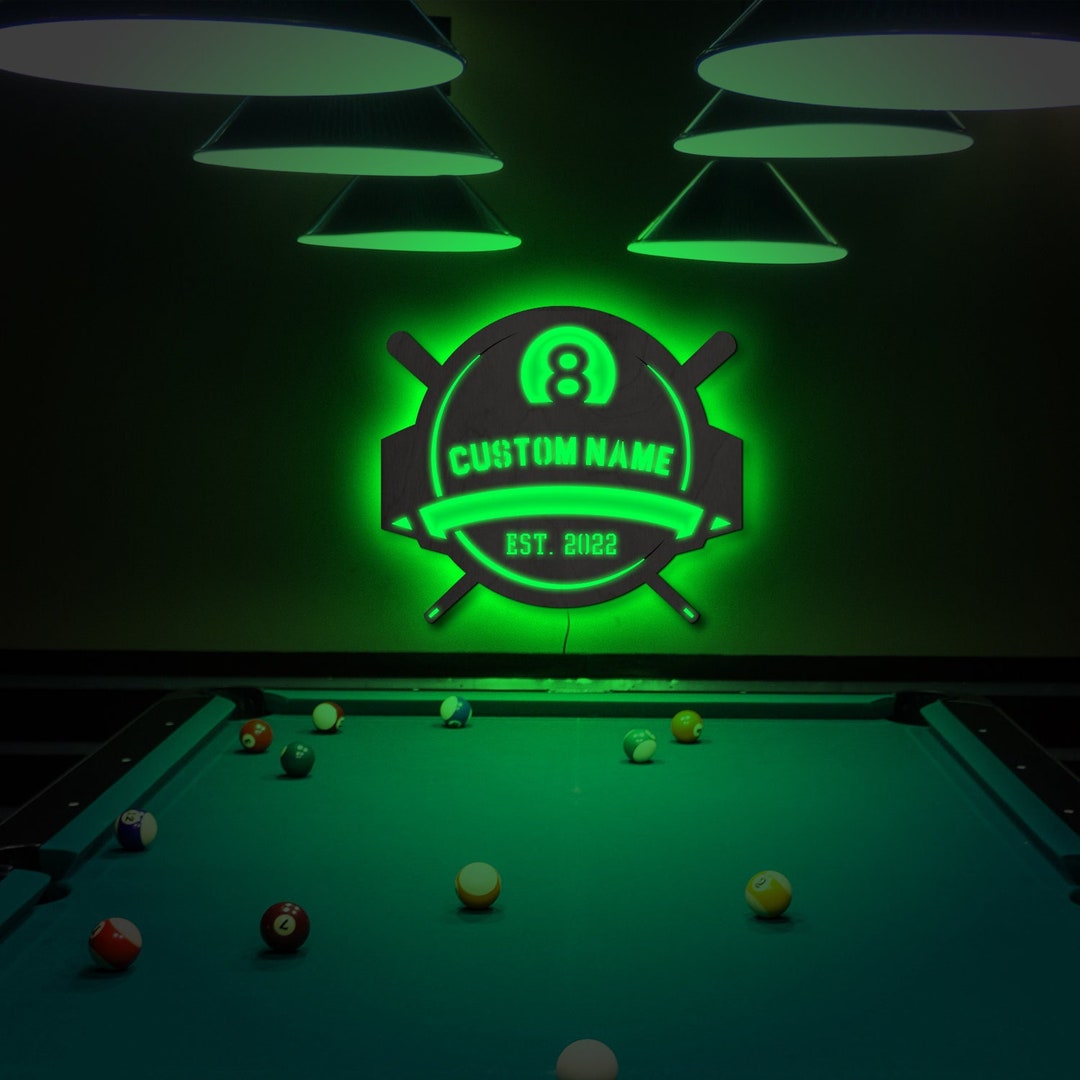 Personalized Billiards Neon Sign, Custom Pool Room LED Light, Billiard ...