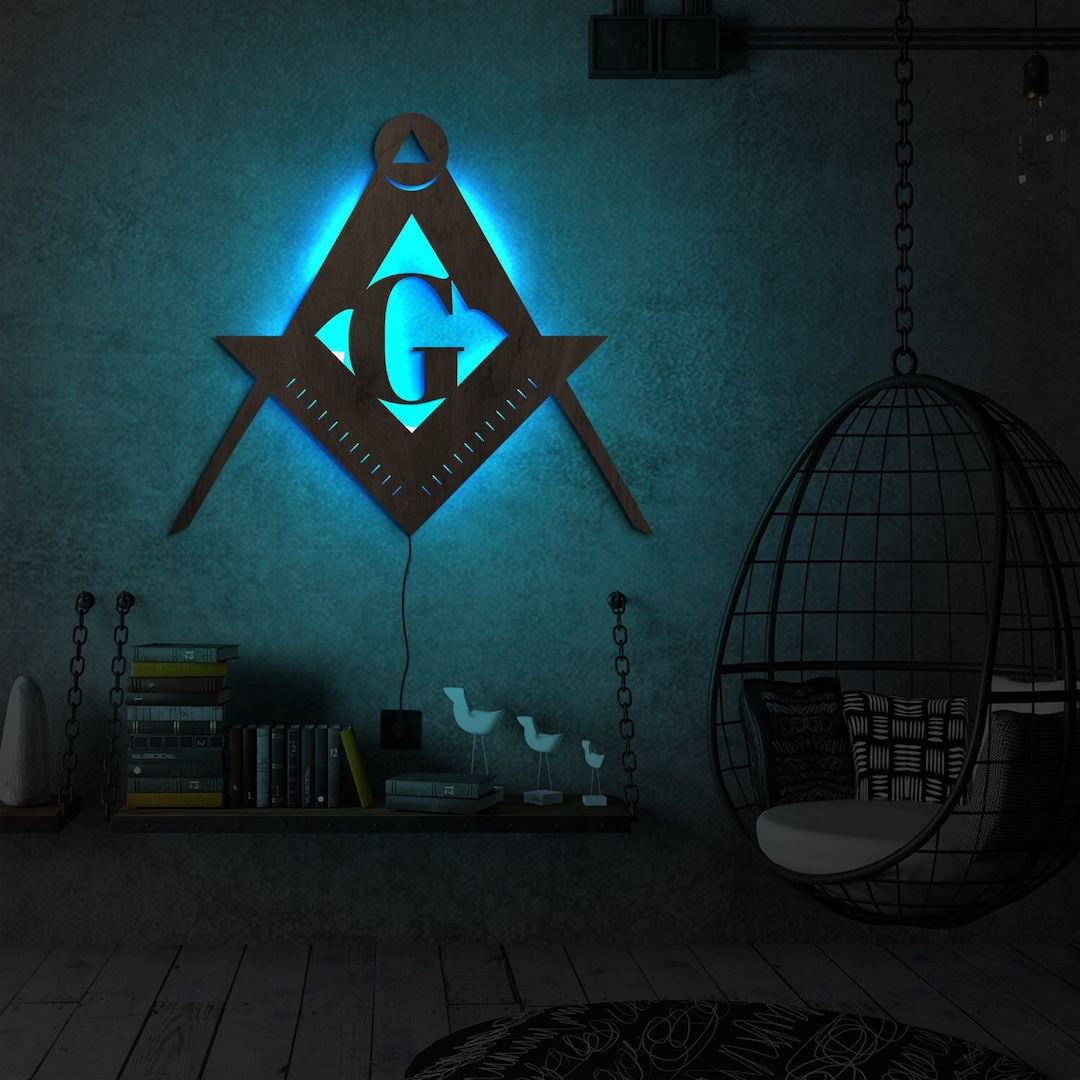 Masonic Led Sign, Masonic Wall Art, Masonic Neon Sign, Masonic Emblem ...